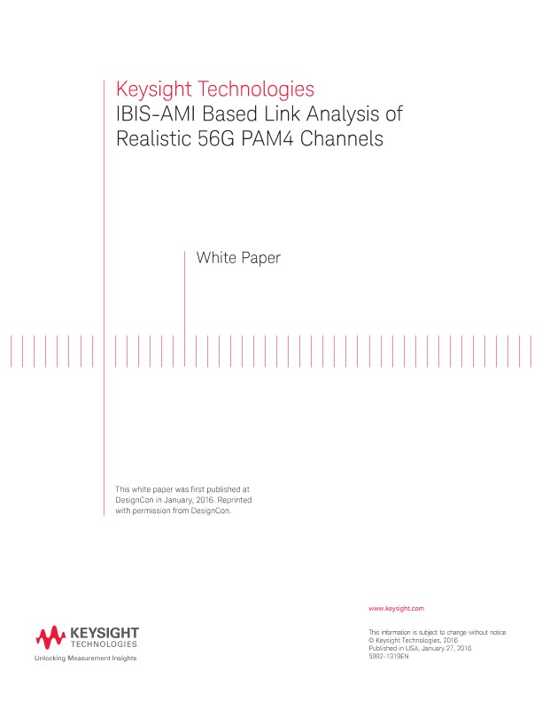 IBIS-AMI Based Link Analysis of Realistic 56G PAM4 Channels PDF Asset Page | Keysight